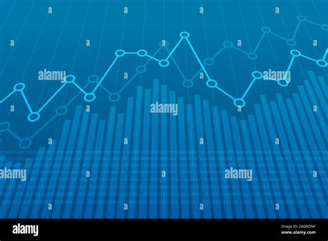 Abstract Financial Chart With Uptrend Line Graph On Blue Background