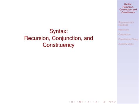 Syntax Recursion Conjunction And Constituency