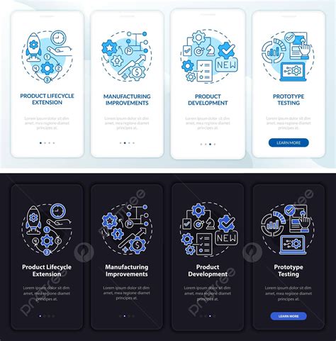 Onboarding Mobile App Screen Digital Twin Tasks In Night And Day Modes Vector Vector Tasks
