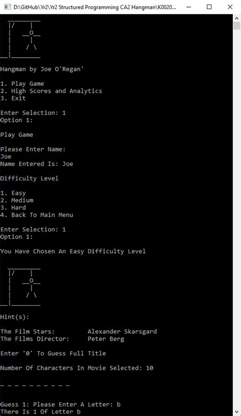 Github Joeaoreganlit Yr2 Structuredprogramming Bsc Computing Game
