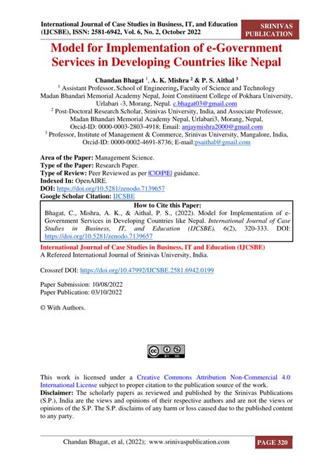 Pdf Model For Implementation Of E Government Services In Developing Countries Like Nepal