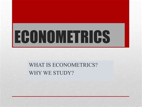 Econometrics Lecture 1st