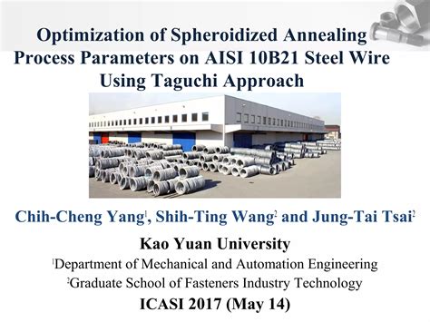 Optimization Of Spheroidized Annealing Process Parameters On Aisi 10b21 Steel Wire Using Taguchi
