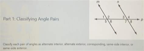 M N Part 1 Classifying Angle Pairsp Classify Each Pair Of Angles As