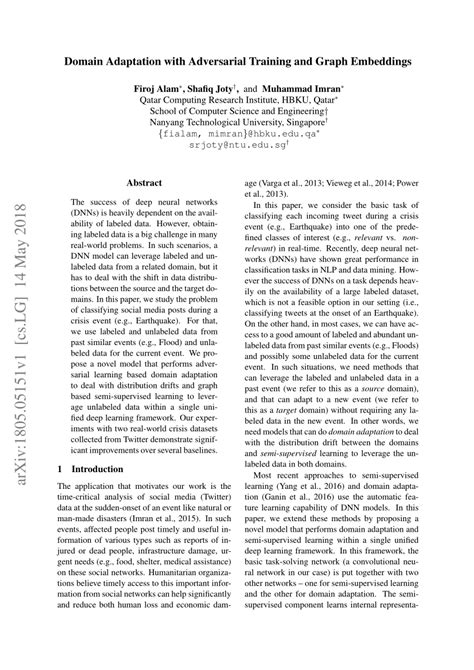 Pdf Domain Adaptation With Adversarial Training And Graph Embeddings