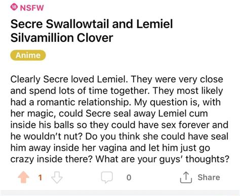 Nsfw Anime Secre Swallowtail And Lemiel Silvamillion Clover Clearly Secre Loved Lemiel They