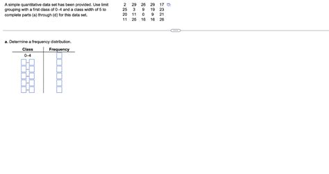 solved a simple quantitative data set has been provided use