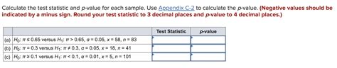Solved Calculate The Test Statistic And P Value For Each