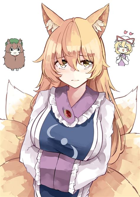 Yakumo Yukari Yakumo Ran And Chen Touhou Drawn By Deetamu Danbooru
