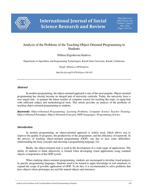 Pdf Analysis Of The Problems Of The Teaching Object Oriented