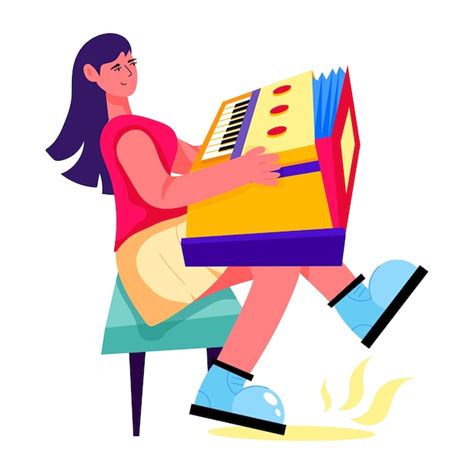 Premium Vector A Woman Playing An Accordion In A Cartoon Style