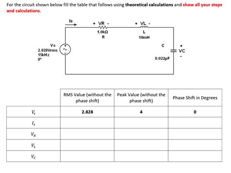 Solved For The Circuit Shown Below Fill The Table That Chegg Com