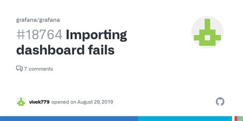 Importing Dashboard Fails · Issue 18764 · Grafanagrafana · Github