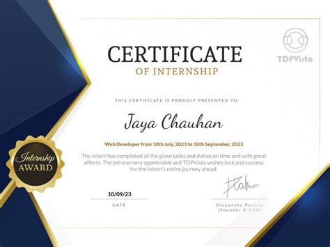 Jaya Chauhan On Linkedin Internshipcompletion Webdevelopment Tdpvista