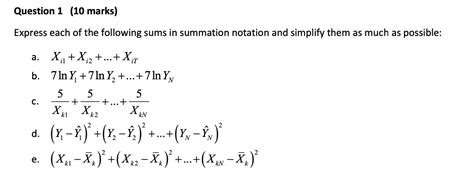 Express Each Of The Following Sums In Summation Chegg