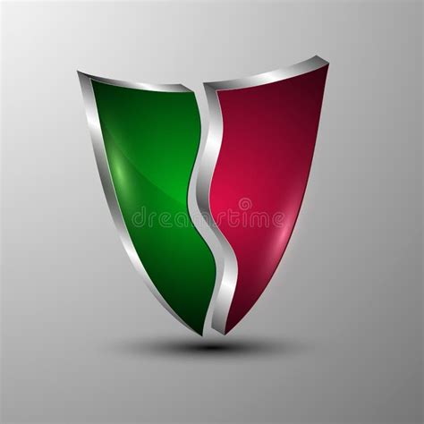 3d Logo Protection Shield Divided Into Colored Sections Stock Vector