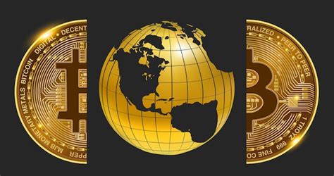 Premium Vector Earth Globe With Bitcoin Split In Half