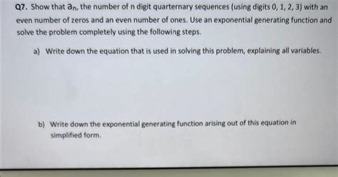 Q7 Show That An The Number Of N Digit Quarternary