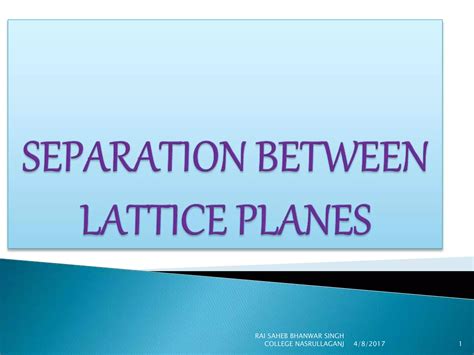 Lattice Planes Brajmohan Kushwah Ppt