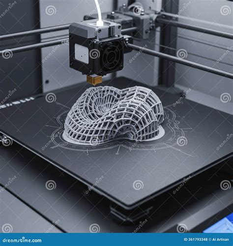 3d Printer Creating Wavy Shape In Modern Laboratory Cartoon Vector 338612675