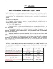Lab Basic Coordinates Seasons Pdf Name Casey Bancroft Basic Coordinates Seasons