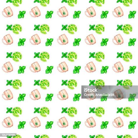 유리잔으로 칵테일을 마십니다 여름 음료 흰색 배경에 음료 칵테일 및 스낵의 원활한 패턴 음식과 음료와 수채화 그림 직물 및 기타 디자인인쇄 가방에 대한 스톡 벡터 아트 및