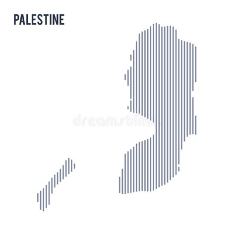 Vector Abstract Hatched Map Of Palestine With Vertical Lines Isolated On A White Background