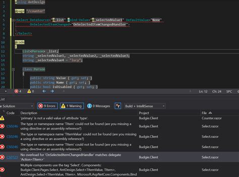 Select Component Has Build Errors Issue Ant Design Blazor Ant Design Blazor Github