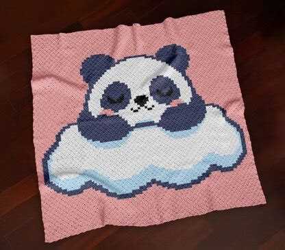 Girls Room Pink Blanket C2c Crochet Pattern Panda Sleeping Cute Bear
