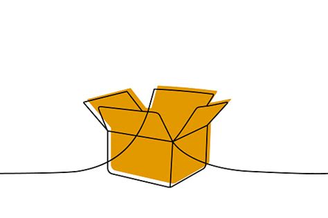 판지 상자 한 줄 색깔 연속 그림 골판지 상자 연속 한 줄 다채로운 그림 벡터 미니멀리스트 선형 일러스트레이션 선에 대한 스톡