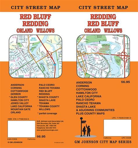 Redding Red Bluff Orland Willows California Street Map Gm Johnson Maps