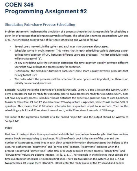 Coen 346 Programming Assignment 2 Simulating