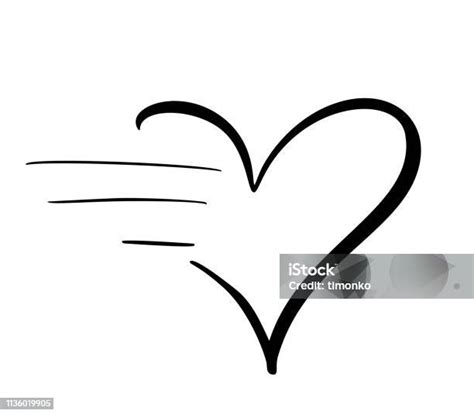 빠른 속도 효과와 사랑 스러운 서 예 심장 아이콘입니다 벡터 일러스트 레이 션 발렌타인 데이 디자인 속도의 상징으로 현대 추상 러쉬 진행 에너지 개념에 대한 스톡 벡터 아트