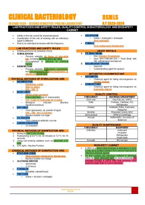 Clinical Bacteriology Laboratory Prelims 2 Shahanie Gay M Pan