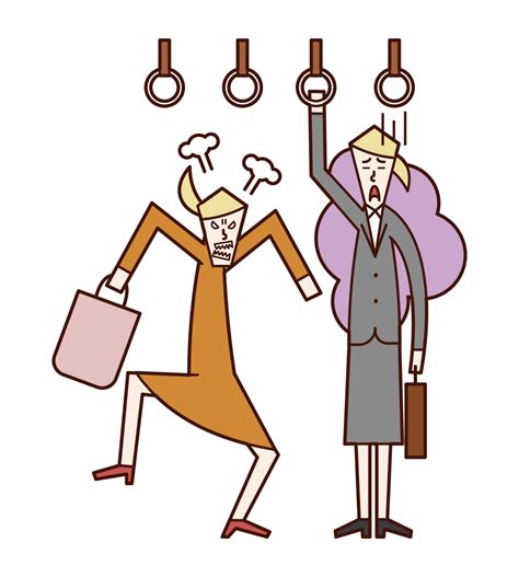 기차에 화가 여자의 그림 무료 일러스트 소재집 Kukukeke