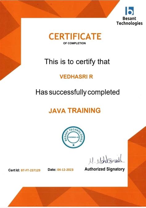 Vedhasri Rajadurai On Linkedin I Am Excited To Announce That I Have Completed The Core Java Full