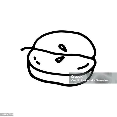 사과의 단면 사과 반 개 과일 가을 낙서 손으로 그렸습니다 벡터 일러스트 레이 션 개요 0명에 대한 스톡 벡터 아트 및 기타 이미지 Istock