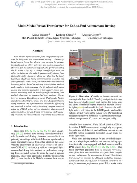 Prakash Multi Modal Fusion Transformer For End To End Autonomous Driving Cvpr 2021 Paper Pdf