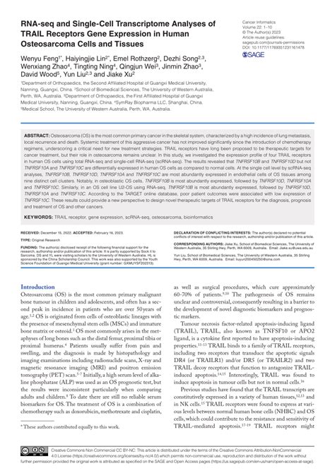 Pdf Rna Seq And Single Cell Transcriptome Analyses Of Trail Receptors