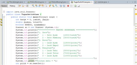 Switch Case Pemrograman Kasir Java Netbeans Ide 22
