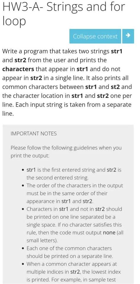 solved hw3 a strings and for loop write a program that