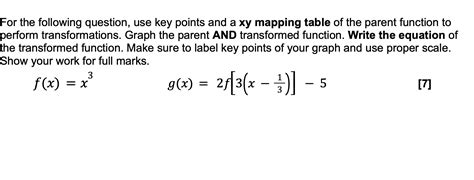 solved for the following question use key points and a xy