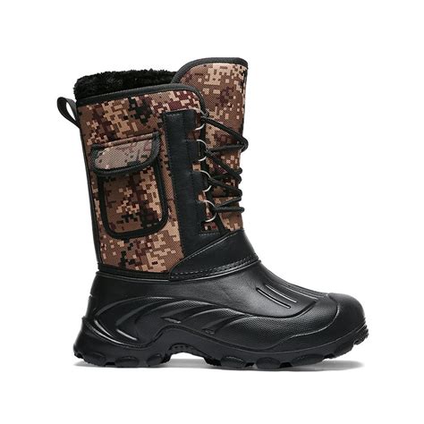 Tanleewa Men Waterproof Snowboots High Top Anti Slip Winter Boots Hiking Boots Faux Fur Lined