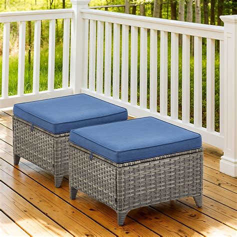 Pocassy Paottoman T 2 Pack Gray Steel Ottoman In The Outdoor Ottomans And Foot Stools Department