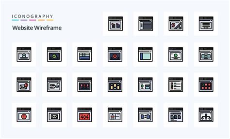 25 Website Wireframe Line Filled Style Icon Pack 19217598 Vector Art At Vecteezy