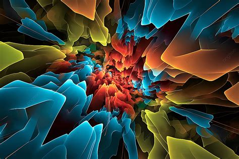 Abstract Explosion Of Fractal Patterns In Electric Colors Background