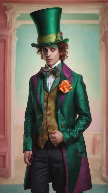 Premium Ai Image Shocked Embarrassed Hatter Stares At Camera With