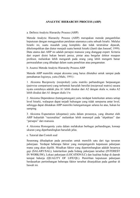 analytic hierarchy process ahp definisi analytic hierarchy process