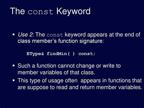 The Const Keyword The Answer Is That Yes We Dont Want The Function