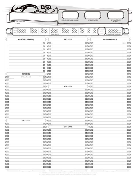 Printable Dnd Spell Sheet